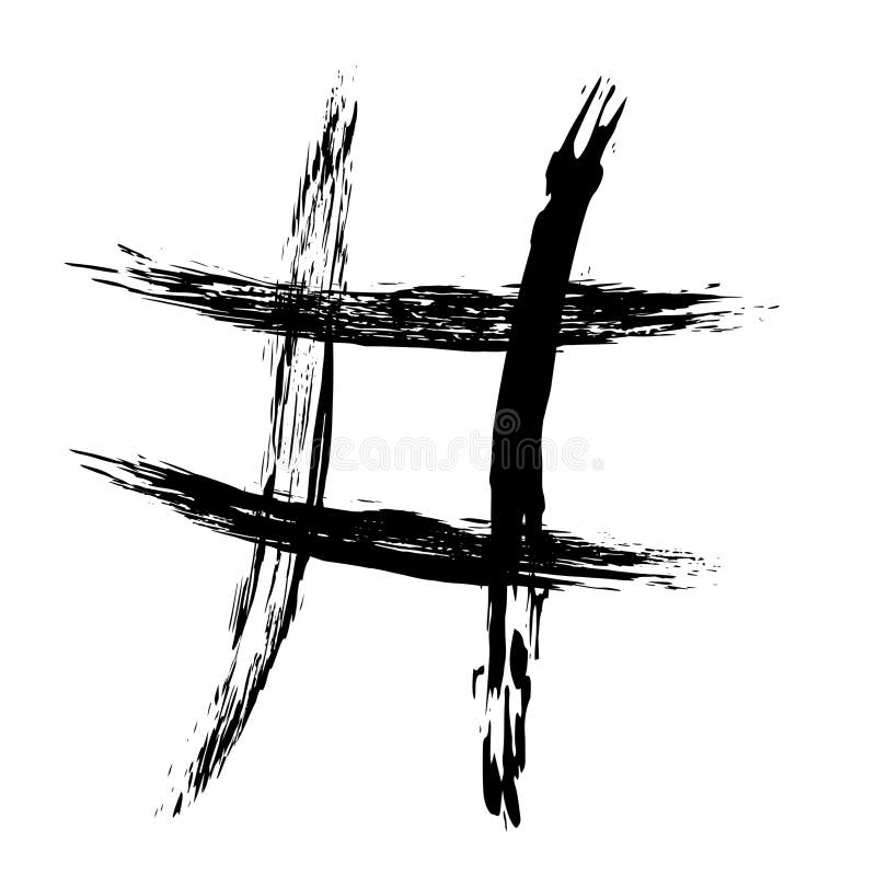 The Hash on a White Background is Drawn by Hand with a Brush. Stock ...