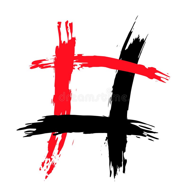 The Hash on a White Background is Drawn by Hand with a Brush. Stock ...