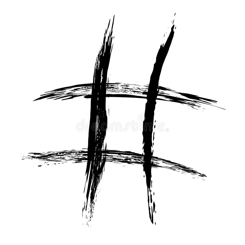 The Hash on a White Background is Drawn by Hand with a Brush. Stock ...