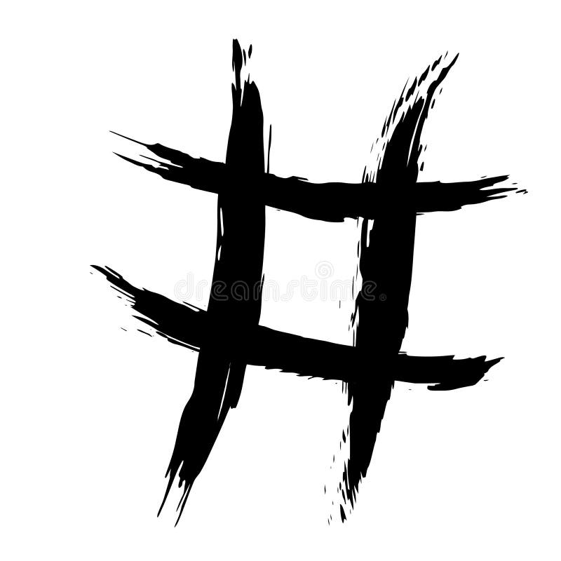 The Hash on a White Background is Drawn by Hand with a Brush. Stock ...