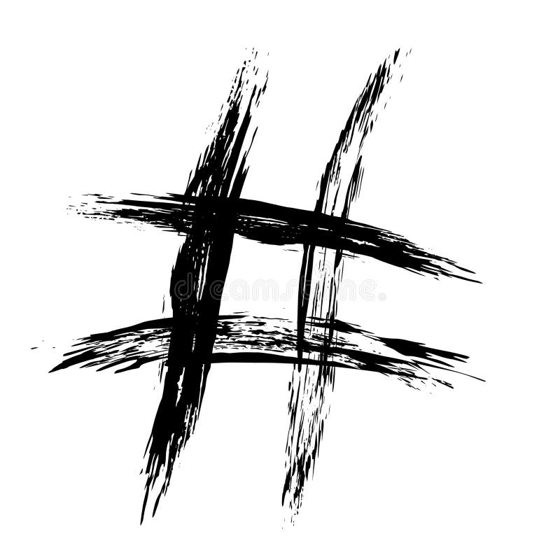 The Hash on a White Background is Drawn by Hand with a Brush. Stock ...