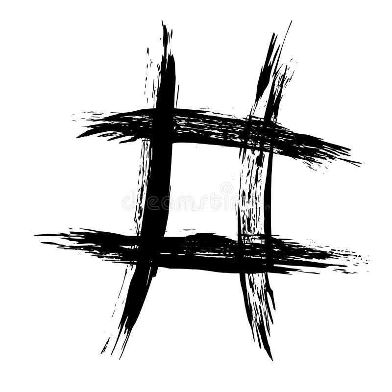 The Hash on a White Background is Drawn by Hand with a Brush. Stock ...