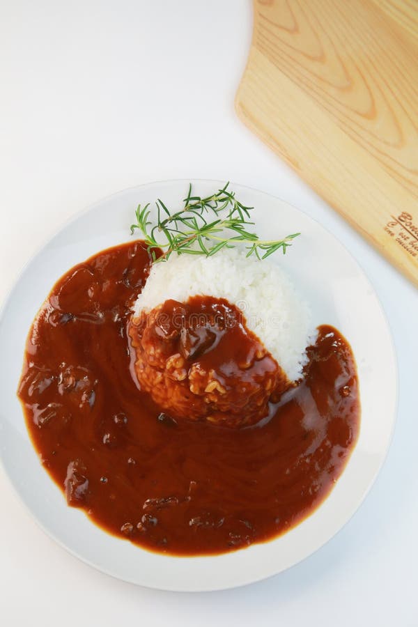 Hayashi Japanese Rice with Beef, Onions and Mushrooms Close-up O Stock ...