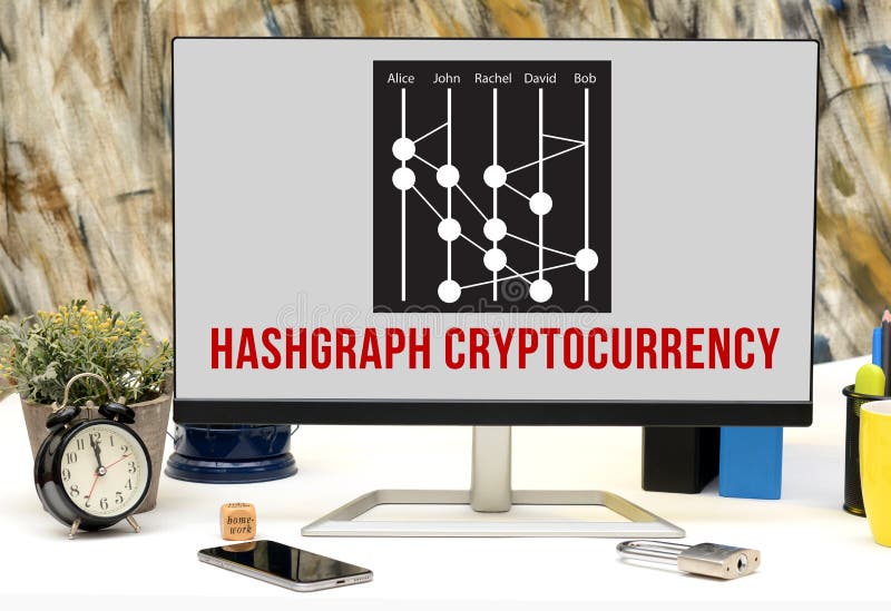 New Hashgraph Coin Design on Laptop Screen Stock Image - Image of ...