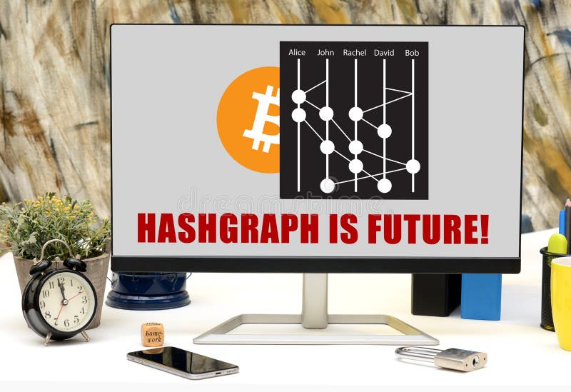 Hashgraph Crypto Currency Coin on Keyboard Stock Photo - Image of ...