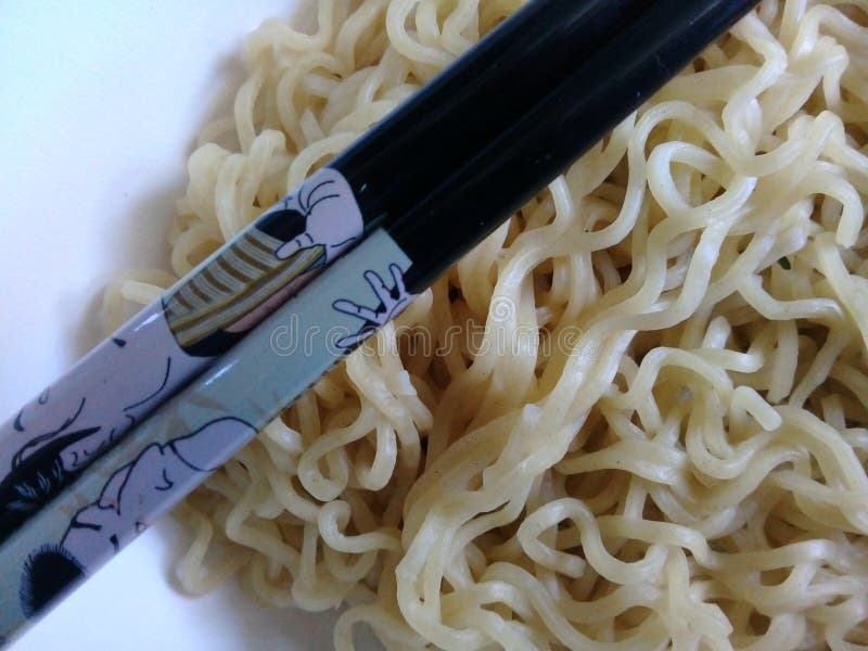 Hashi in the Bowl with Cooked Instant Noodle Editorial Photo - Image of ...