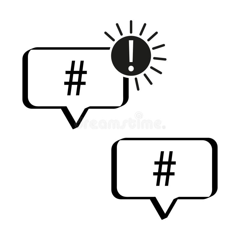 Hashtag Alert Speech Bubbles. Vector Social Media Icons Stock Vector ...