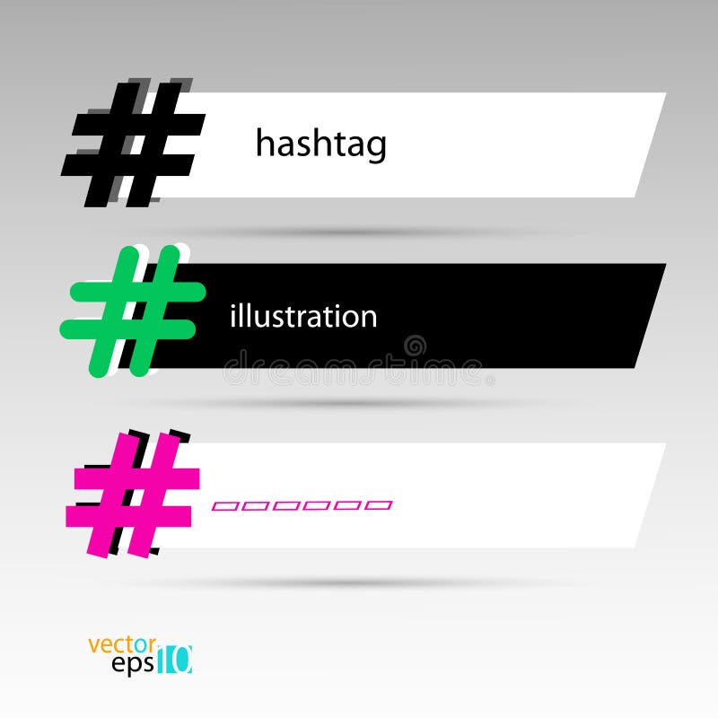 Hashtag Banner Rectangular for Background White and Black Vector Stock ...