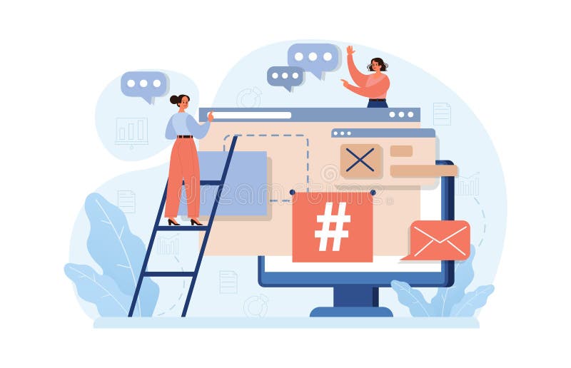 Hashtag. Character Using Digital Device for Sending Posts and Sharing ...