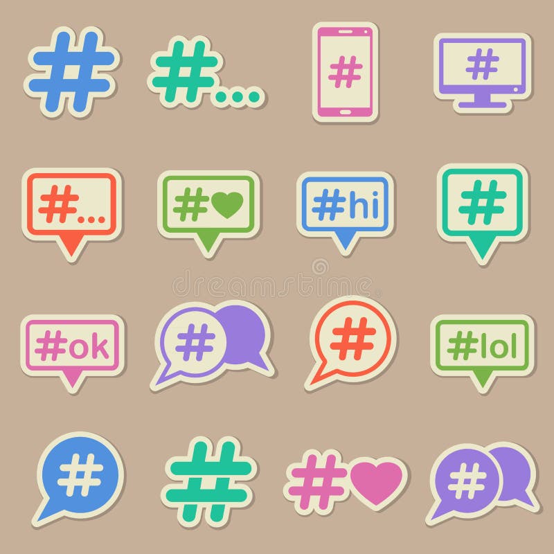 Hashtag color vector icons stock vector. Illustration of talk - 246856108