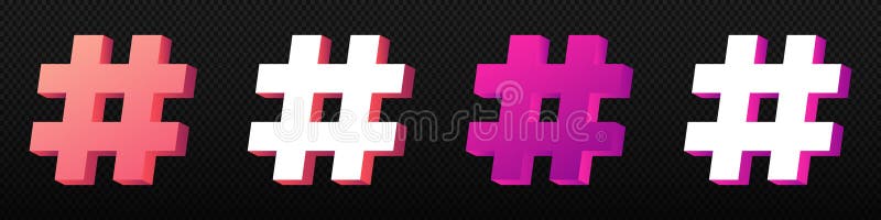 Hashtag 3d Social Media Icon Stock Vector - Illustration of pink ...