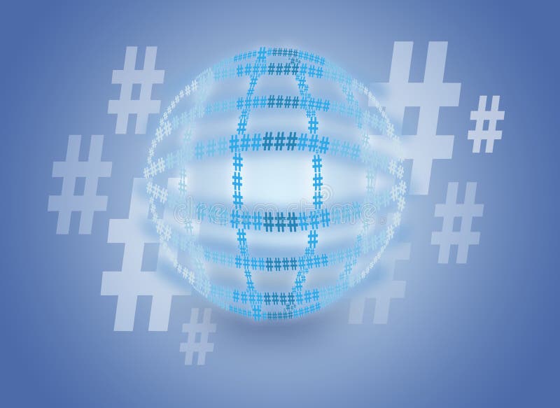 Hashtag globe stock illustration. Illustration of cloud - 43487481