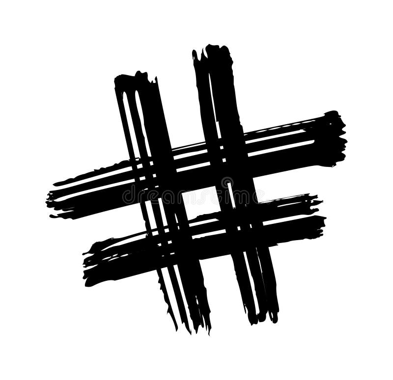 Hashtag Hand Drawn Brush Stroke Stock Vector - Illustration of sign ...