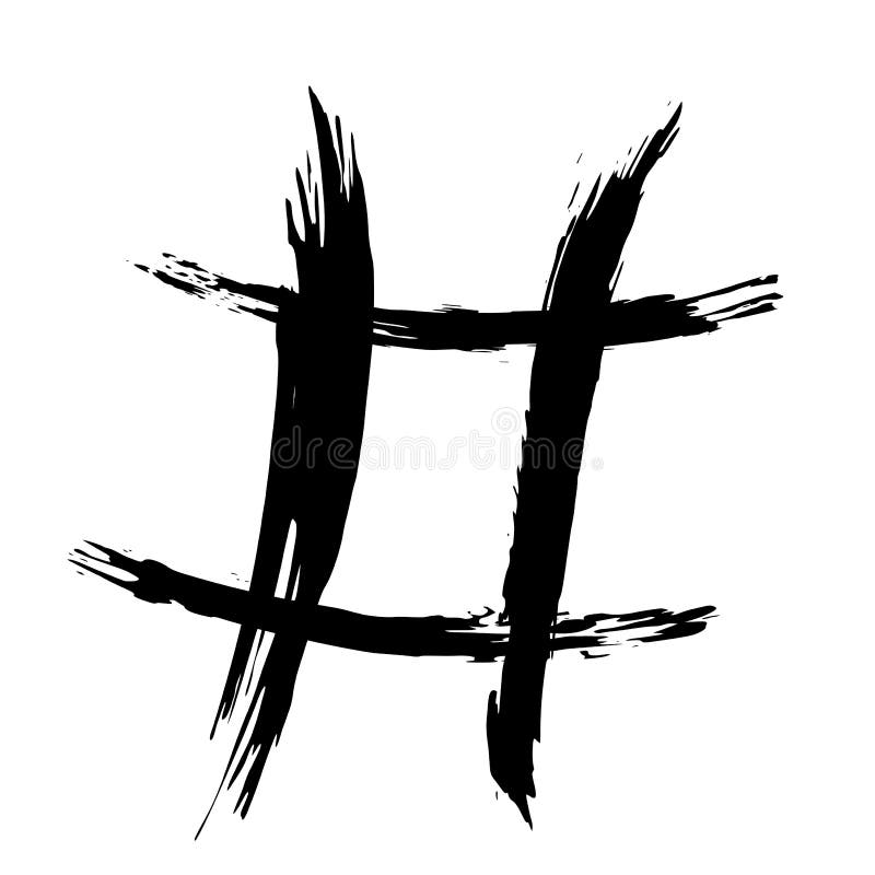 The Hash on a White Background is Drawn by Hand with a Brush. Stock ...