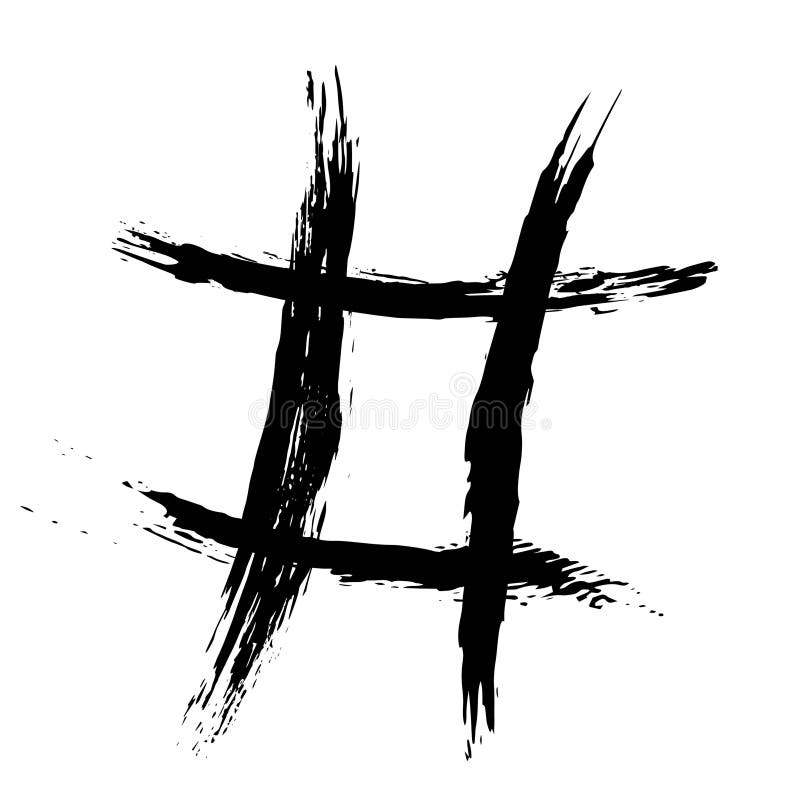 The Hash on a White Background is Drawn by Hand with a Brush. Stock ...