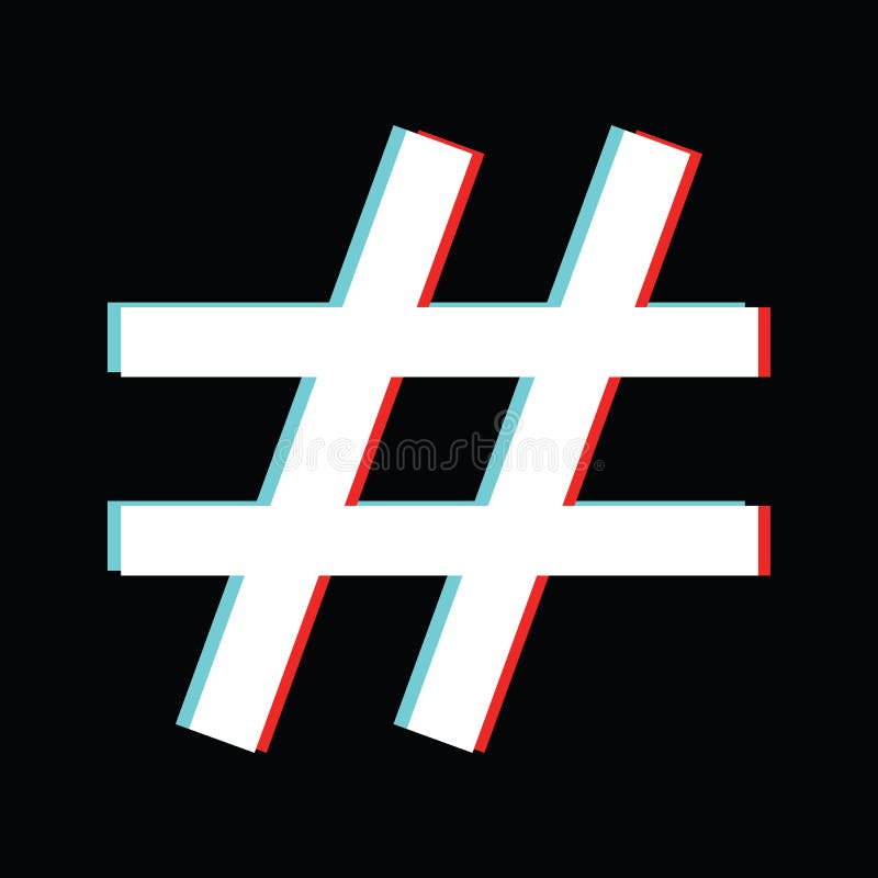 Hashtag Icon Glitch Old Screen Design Stock Vector - Illustration of ...