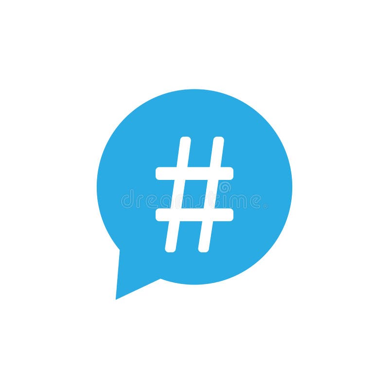Hashtag Icon in Speech Bubble. Vector Illustration, Flat Design Stock ...