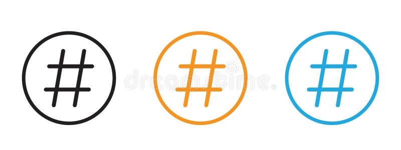 Hashtag Icon Thin Line Illustration Set Stock Vector - Illustration of ...