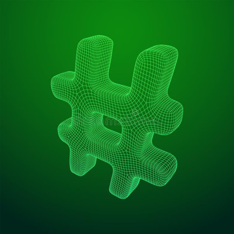 Hashtag Icon Wireframe Low Poly Mesh Stock Vector - Illustration of ...