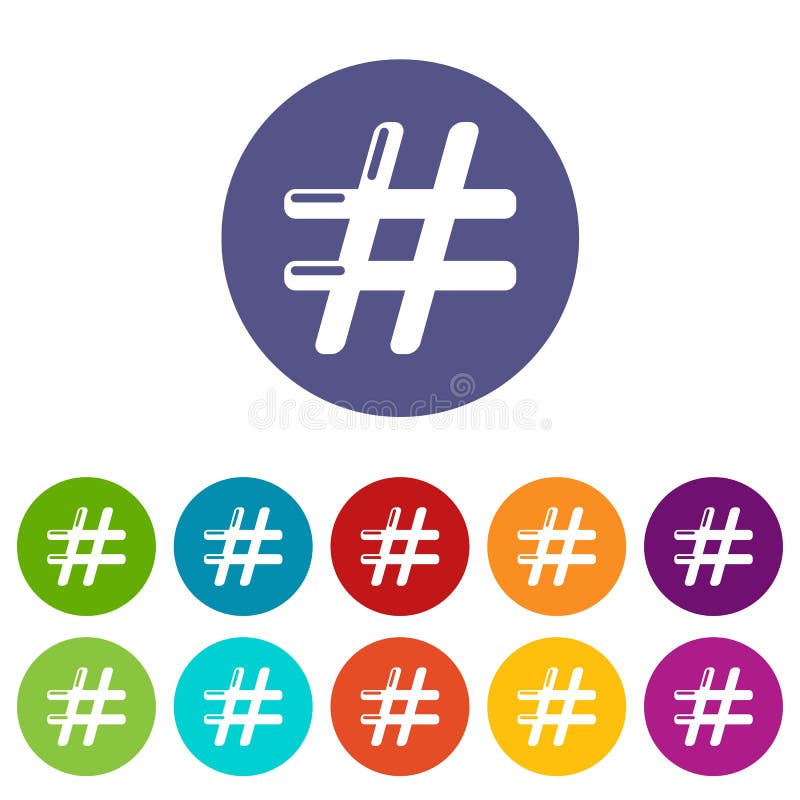 Hashtag, Number Sign Vector Color Icons Set Stock Vector - Illustration ...