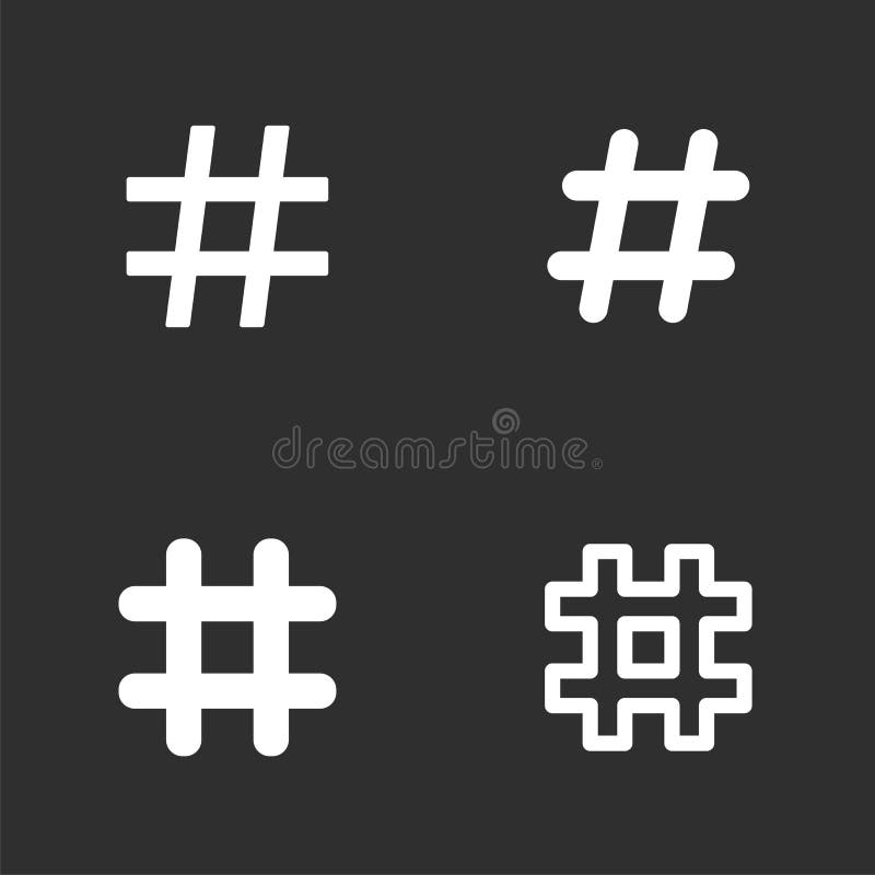 Hashtag Icons Set. Hash Tag Pictograms Stock Illustration ...