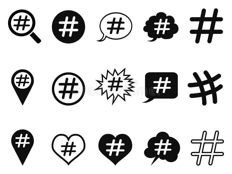 Hashtag Icons Set. Hash Tag Pictograms Stock Vector - Illustration of ...