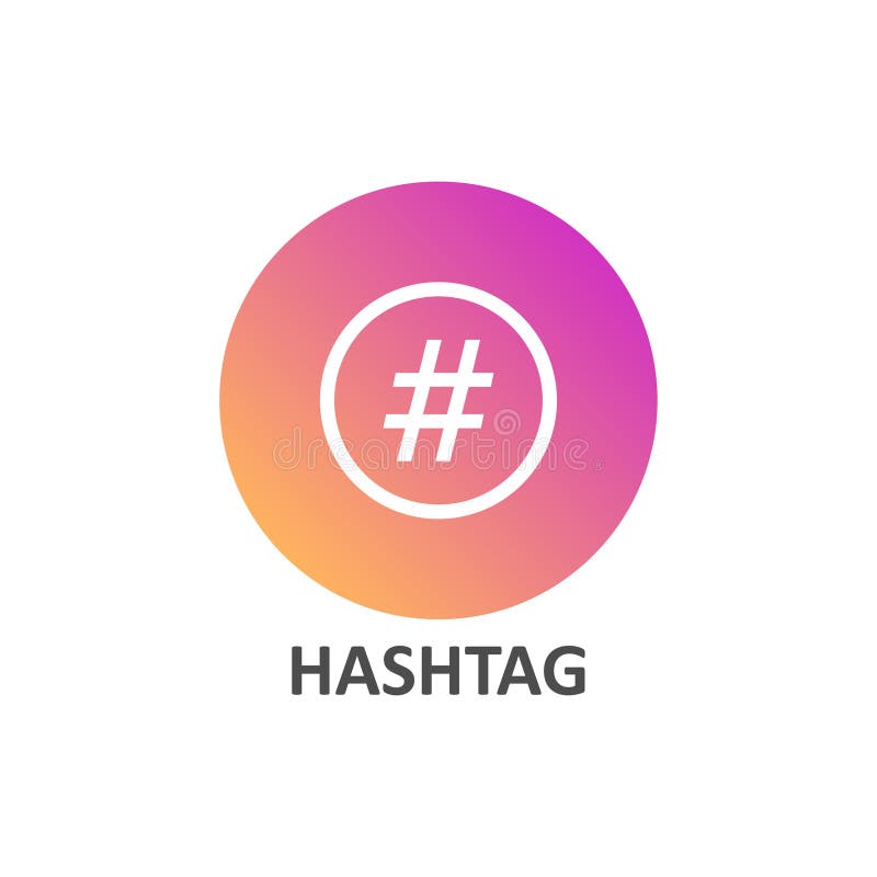 Hashtag in Circle Line Sketch Icon Isolated on White Background. Social ...