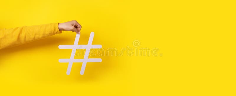 Hashtag Sign in Hand Panoramic Stock Photo - Image of popular, hand ...