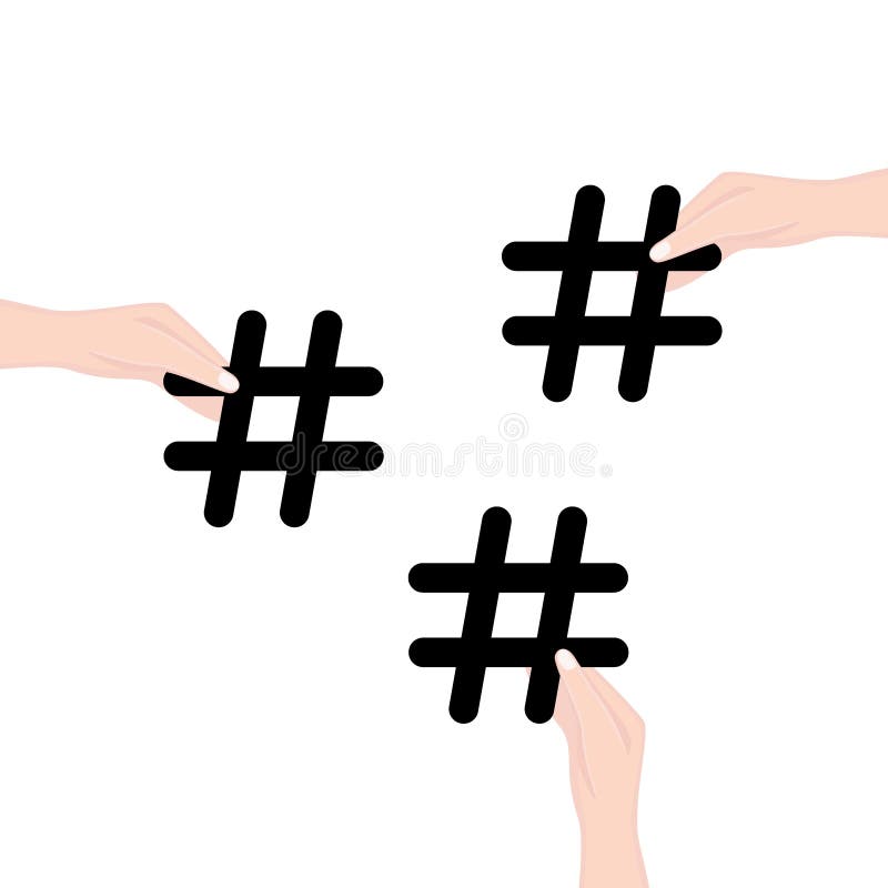 Hashtag Sign. Hands Hold Sign Black Hashtag Stock Illustration ...