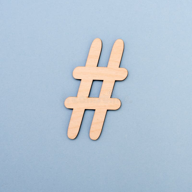 Hashtag Sign Made of Wooden Material on Blue Background Stock Photo ...