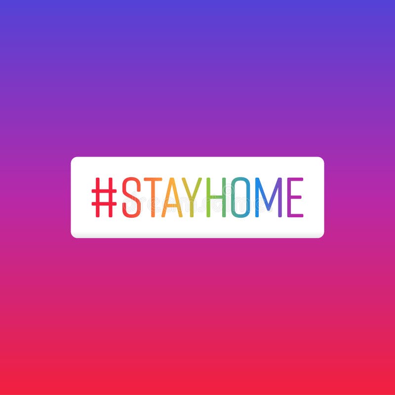 Hashtag Stay Home. Red Heart Icon and House Symbol on a White ...