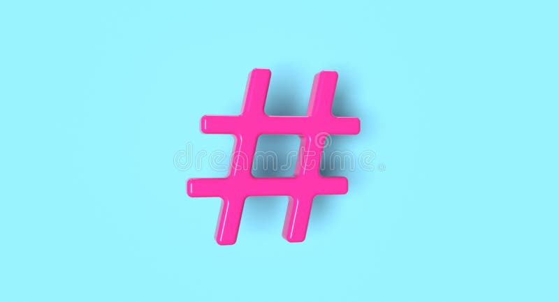 3d Hashtag Symbol. Glowing Glossy Metallic Font with Orange Lights ...