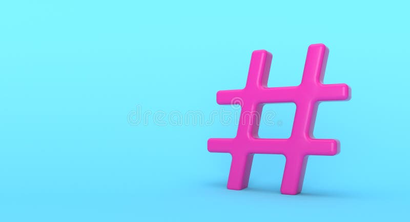 3d Hashtag Symbol. Glowing Glossy Metallic Font with Orange Lights ...