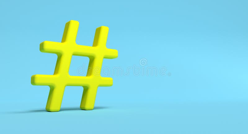 3d Hashtag Symbol. Glowing Glossy Metallic Font with Orange Lights ...