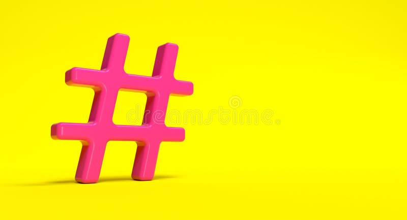 3d Hashtag Symbol. Glowing Glossy Metallic Font with Orange Lights ...