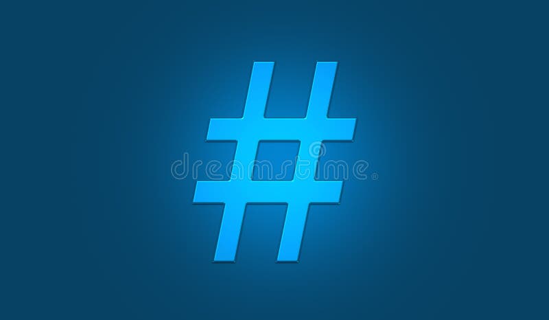 Hashtag Symbol on Blue Background Stock Photo - Image of network ...