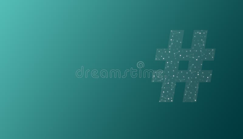 Hashtag Symbol with a Glowing Particles. Copy Space Stock Illustration ...