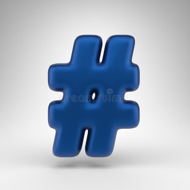 Sky Blue 3d Hashtag Symbol. Metal Font with Glossy Reflections and ...