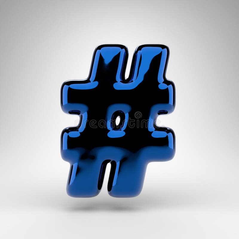 3d Hashtag Symbol. Glowing Glossy Metallic Font with Orange Lights ...