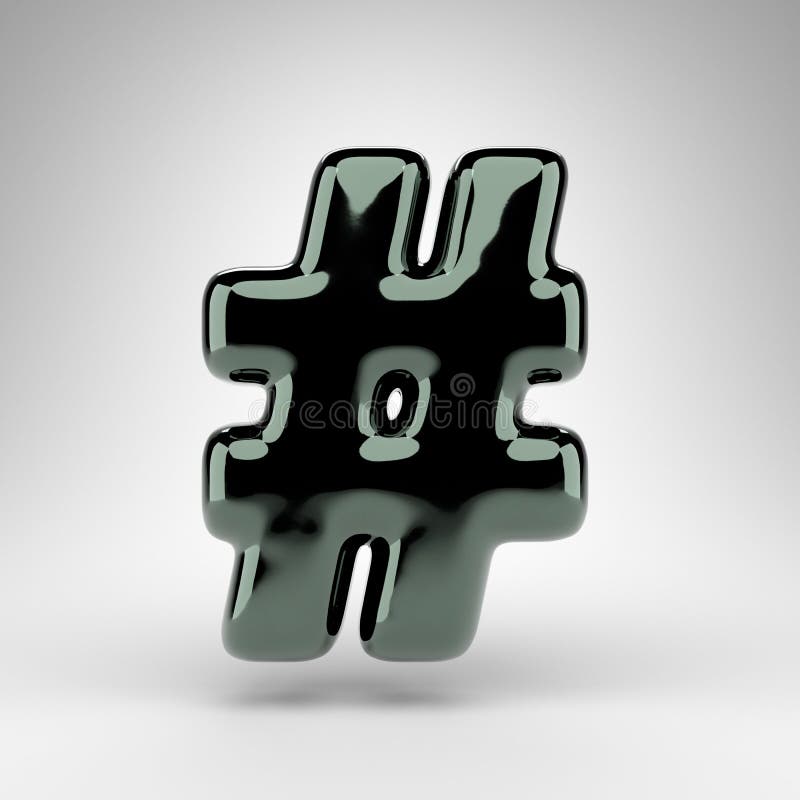 Chrome Hashtag Symbol. 3D Render Shiny Metal Font Isolated on Black ...