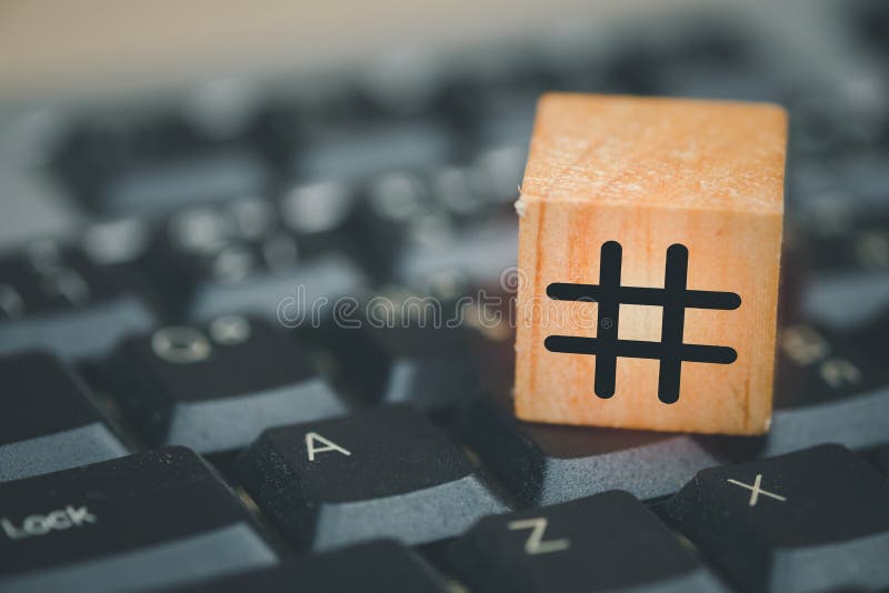 Hashtag on a Computer Keyboard Stock Photo - Image of black, light ...