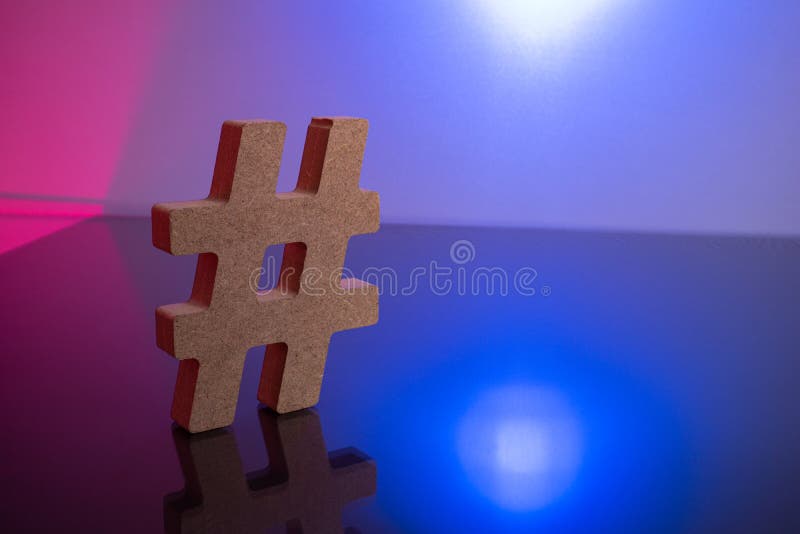 Hashtag Tagging Symbol Made with Wooden Letter on Hand Painted Canvas ...