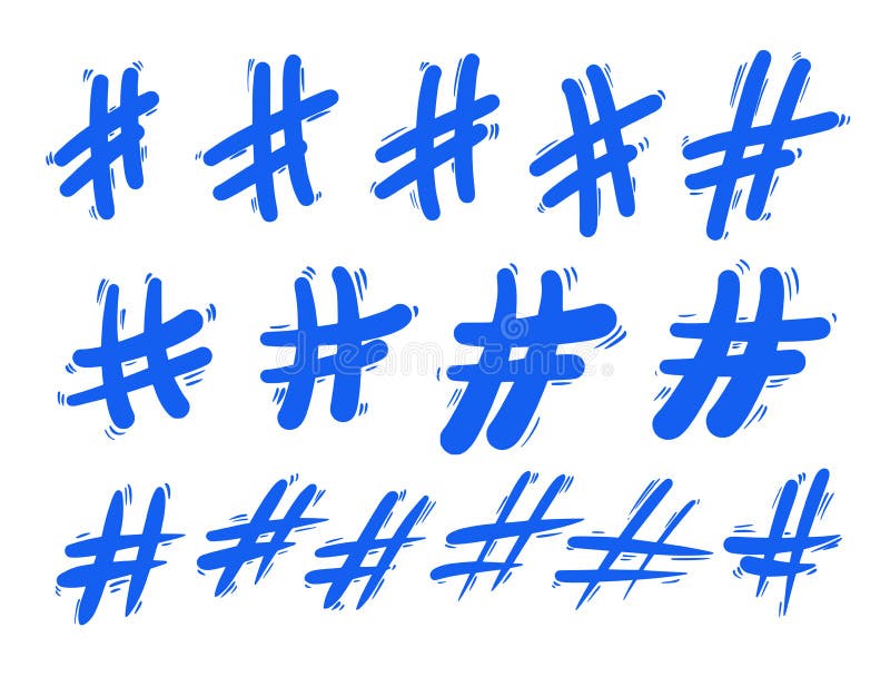 Hashtag Vector Hand Drawn Sign. Hash Tag Symbol Stock Vector ...