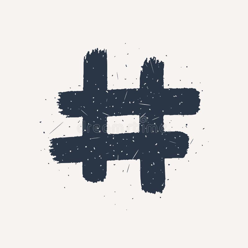 Hashtag, Vector Ink Painted Red Tag on Dark Background. Hand Drawn ...