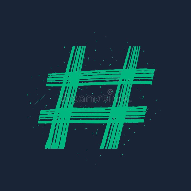 Hashtags, Vector Green Tag Icons on White Background. Hand Drawn Vector ...