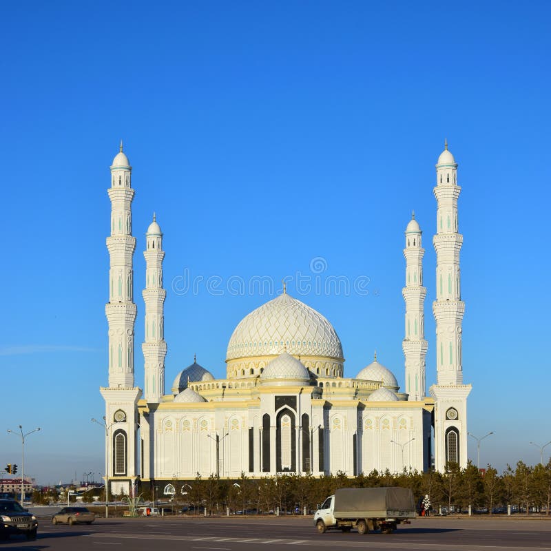 Hasret Sultan Mosque in Astana Editorial Stock Photo - Image of minaret ...