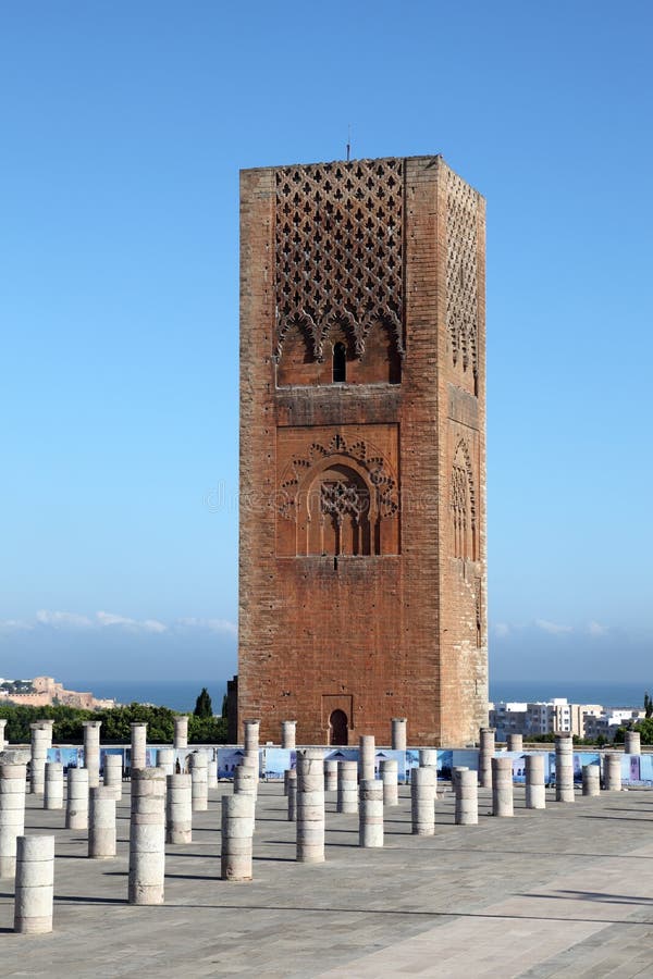 Hassan Tower at Night. Rabat, Morocco Stock Image - Image of oriental ...