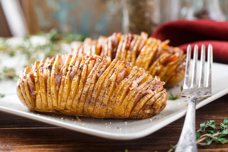 Hasselback potatoes stock image. Image of baked, unpeeled - 51444677