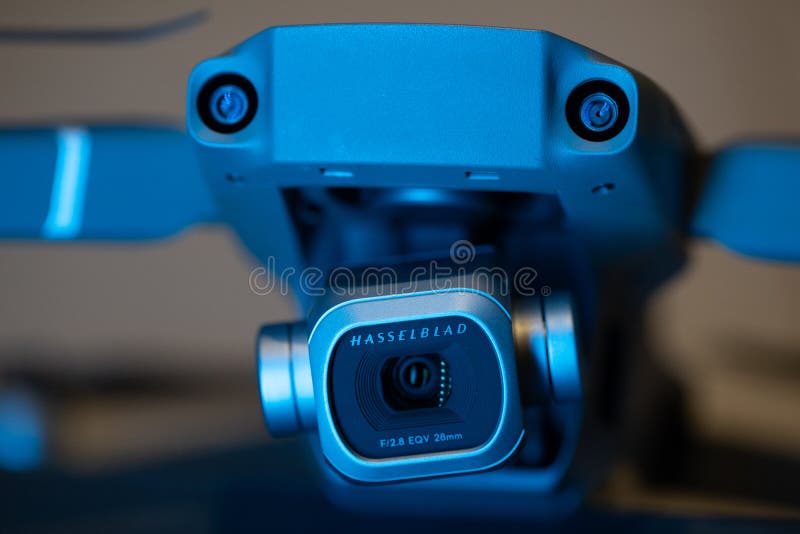Digital Hasselblad Camera Mounted on DJI Mavic 2 Pro Drone. Front View ...