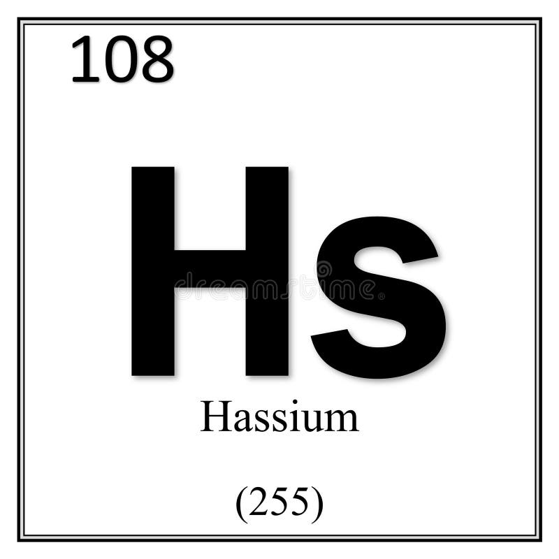 Hassium Chemical Element Symbol on White Background Stock Illustration ...